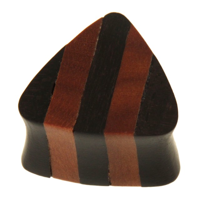 Plug, triangular, striped from two types of wood, 18mm diameter