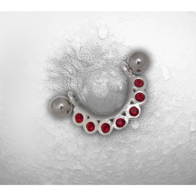 Brustwarzen Piercing Nippelschmuck 7 Kristalle 925 Silber
