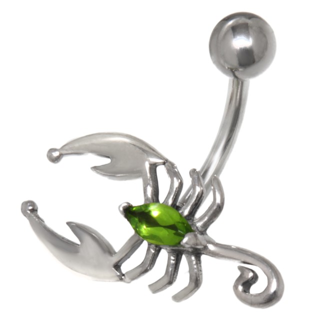 316L Chirurgenstahl Bauchnabel Piercing Bell scorpio 08 in 925 Silber ...